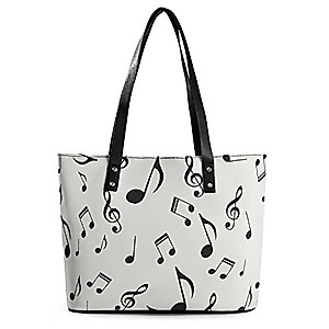 Womens Handbag Musical Notes Patterns Leather Tote Bag Top Handle Satchel Bags For Lady