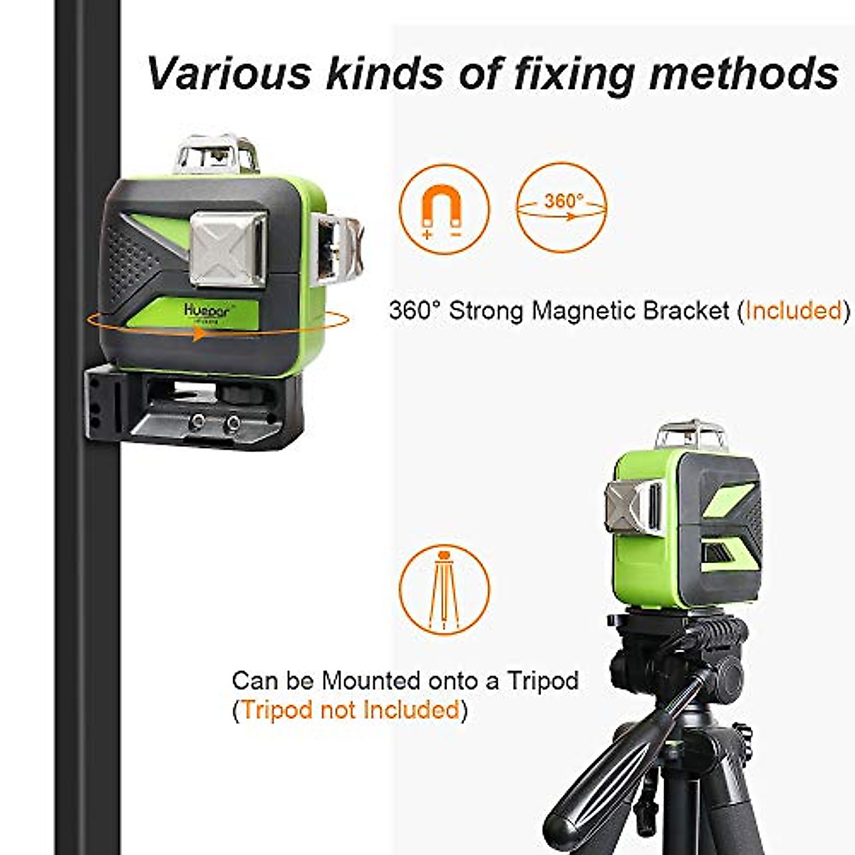 Huepar Green Beam Self-Leveling Laser Level 360 Cross Line Laser Level Tool 621CG-G