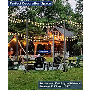 Eazielife 10FT String Light Pole for Outdoor, Heavy Duty Metal Lighting Stand Pole for Garden Lawn Backyard Patio Holiday Wedding Party Decorations (1 Pack)