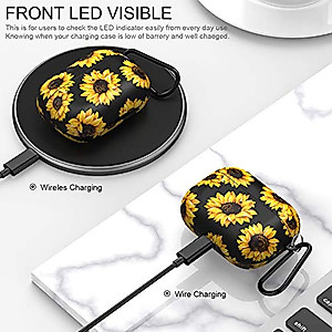 Airpods Pro Case,Silicone Cover Cases for Airpods 3rd with Sunflower Design for Girls Women,Shockproof Protective TPU Airpod Pro Case with Keychain Compatible with Wireless Charging