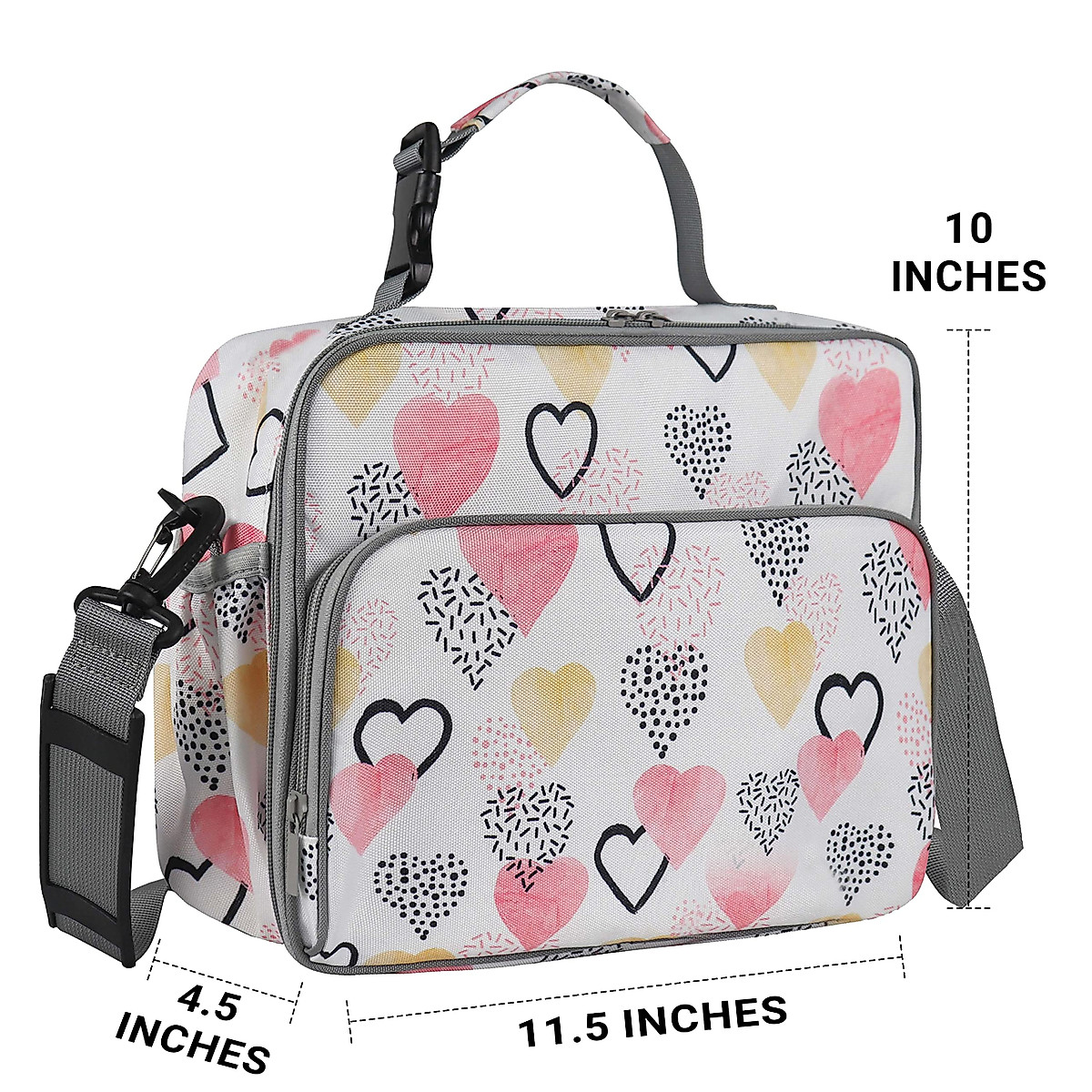 Mesa Lunch Bag for Kids - Kids Lunchbox for School, Daycare, Kindergarten - Insulated Lunch Box for Girls & Boys (Heart)
