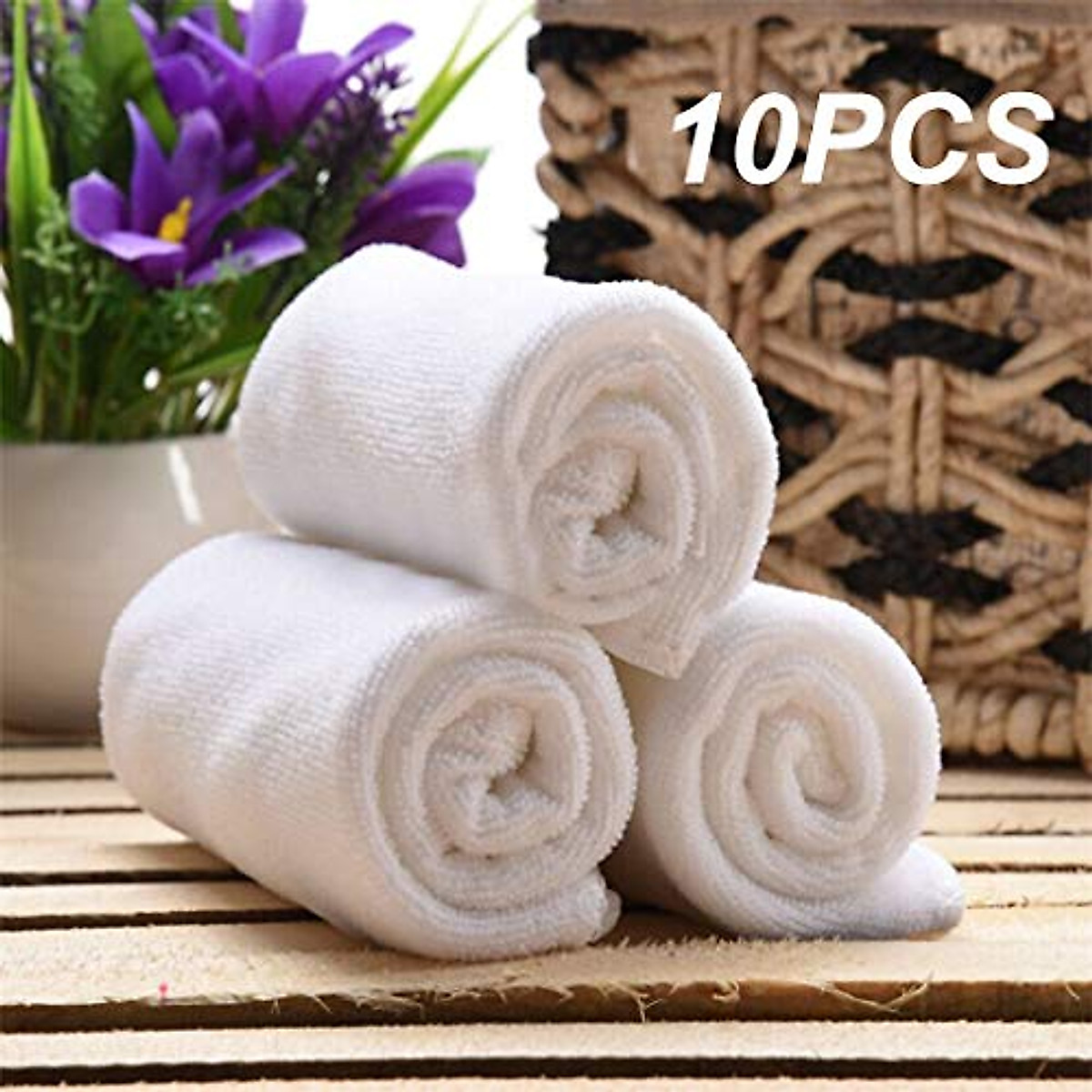 PINGPING Multifunctional 10PC Car Home White Towel Cleaning Towel Microfiber Cleaning Supplies Fast Drying Washcloth (White, One Size)