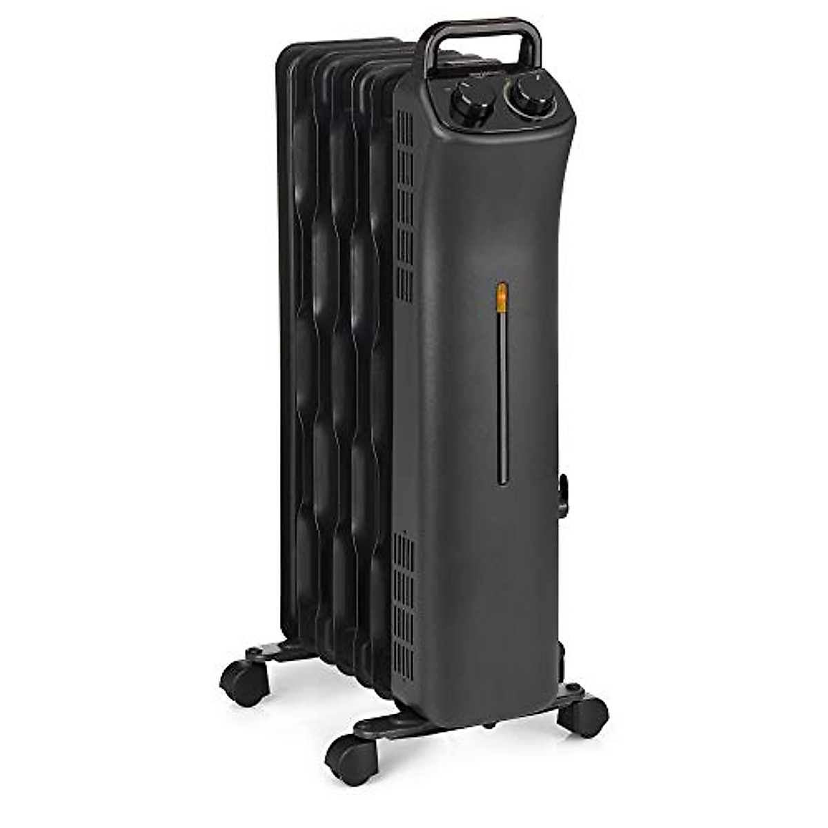 Amazon Basics Portable Radiator Heater with 7 Wavy Fins, Manual Control, Black, 1500W