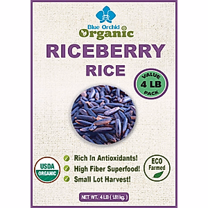 Organic Riceberry Rice - Purple Thai Black Jasmine Rice - USDA Certified - Premium Freshness - Small Lot Harvest Direct from our Farm to your Table - 4 LB