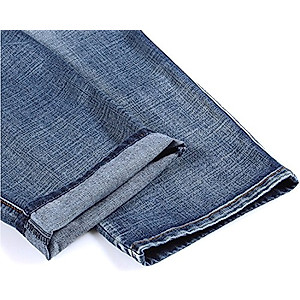 Yeokou Men's Casual Loose Hip Hop Denim Work Pants Jeans with Cargo Pockets(LightBlue-34)