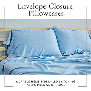 Bamboo Bay 4 Piece King Size Sheets Set - 100% Viscose Made From Bamboo Sheets King Size - Soft Cooling Sheets For Hot Sleepers - Breathable King Sheets Deep Pocket Fits Up to 16" Mattress, Light Blue