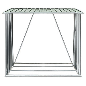 vidaXL Garden Firewood Storage Shed- Galvanized Steel Green Log Shed- Compact Outdoor Wood Storage Solution- 64.2"x32.7"x60.6"- Durable and Easy to Assemble