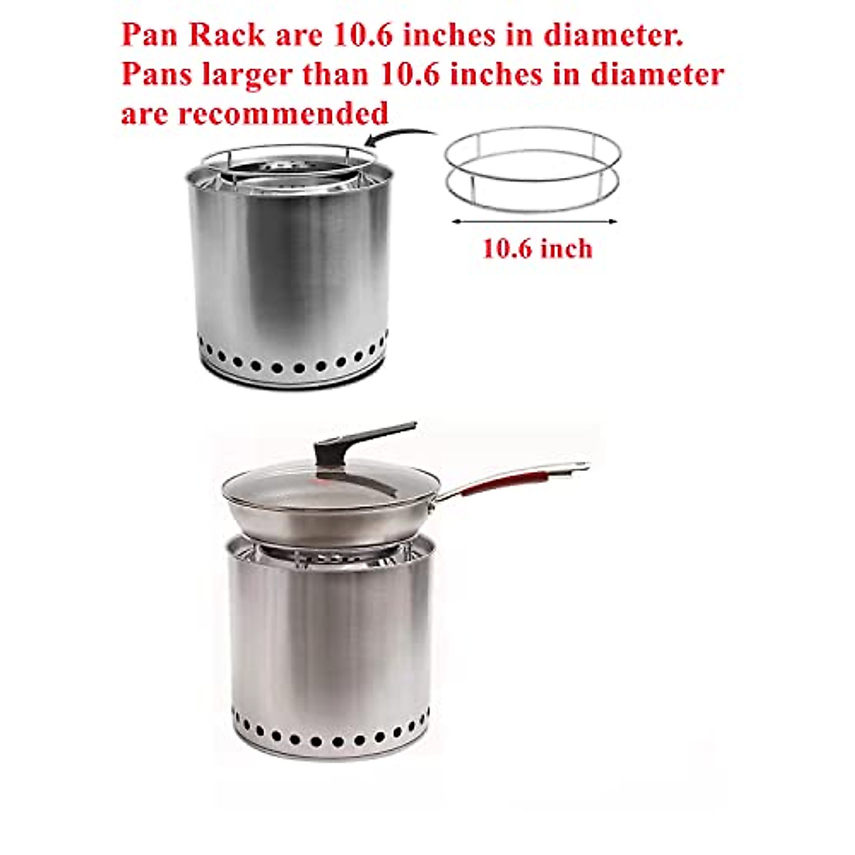 EMOT Stove Bonfire Fire Pit, Large 12.6 Inches Stainless Steel Outdoor Firepit, Smokeless, Portable Yard Natural Wood Burning Stove, No Gas Fuel Required(Give Away BBQ net and Pan Rack)