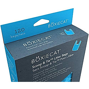 Boxiecat Scoop & Tie Cat Litter Waste Bags -Unscented– Leakproof - Large to Fit Any Scoop – Convenient Handles Tie & Seal in Odors - 1 Count (Pack of 120)