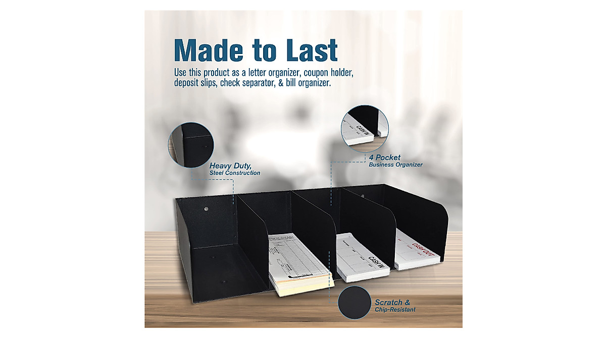 STEELMASTER Steel Document Organizer | 4-Pockets, Black