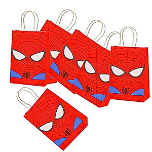 DENGGXZ 12 Pcs Spider Party Favor Bags with Handles, Spider Cartoon Gift Candy Bags for Kids Boys Super Hero Themed Birthday Party Supplies