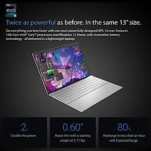 Dell XPS 13 Plus Business Laptop, 13.4" 4K UHD OLED Touchscreen, Intel Core i7-1260P, Zero-Lattice Backlit Keyboard, Fingerprint Reader, Killer Wi-Fi 6E, Windows 11 (16GB DDR5, 1TB PCIe SSD)
