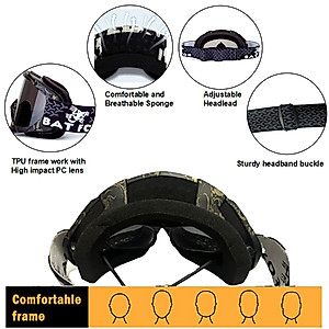 Zsling OTG Ski Goggles - UV Protection Anti Fog Ski/Snowboard Goggles for Men Women Youth Clear Snow Goggles, Dirt Bike,Motocross,UTV MX Offroad Racing goggles