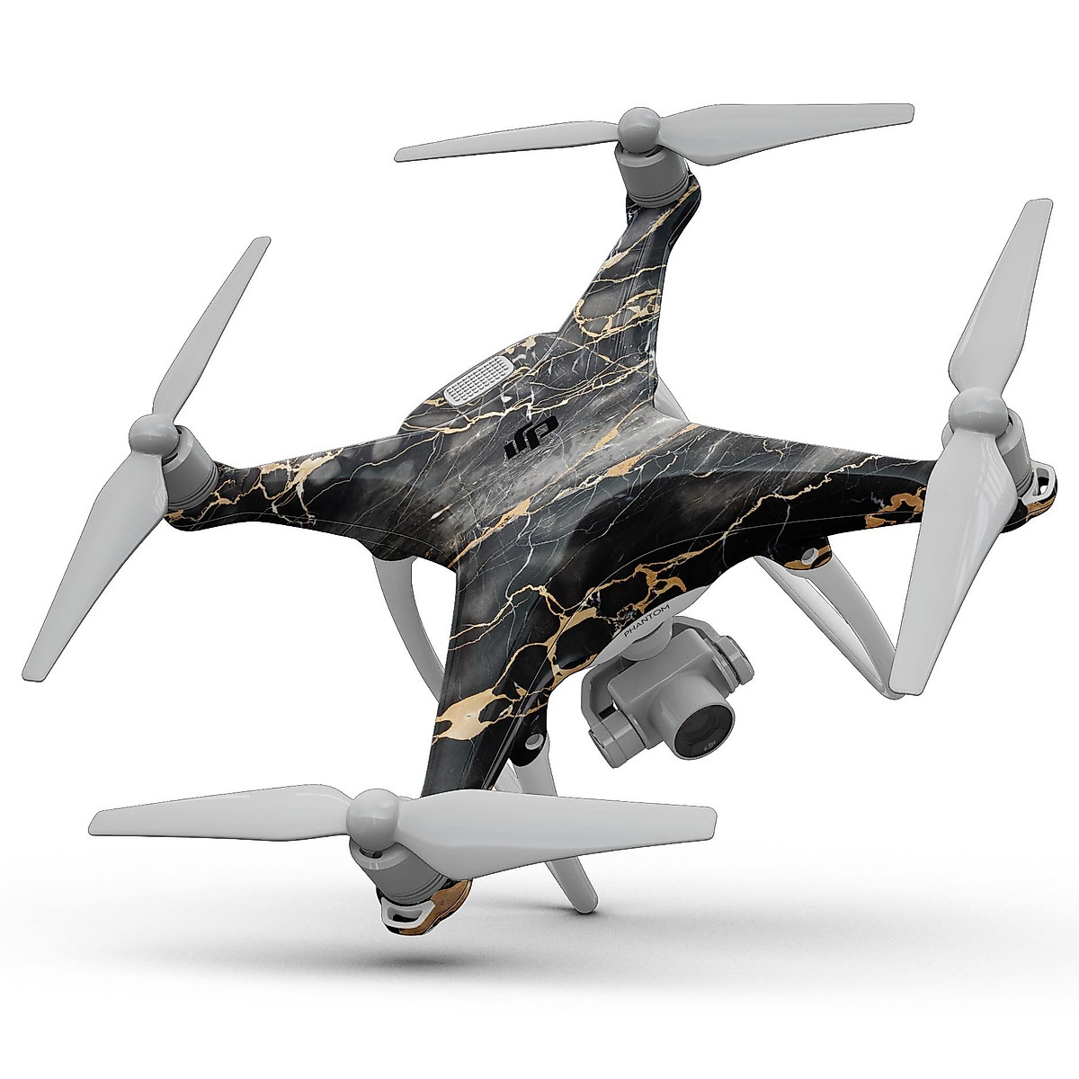 Design Skinz Design Skinz Black and Gold Marble Surface Full-Body Wrap Decal Skin-Kit Compatible with The Drone DJI Phantom 3/Phantom 3 Pro