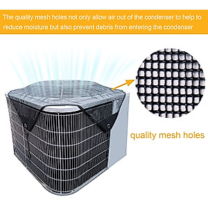 Air Conditioner Covers for Outside Units, Durable Leaf Guard Mesh Ac Cover for Outside Unit All Season Universal Condenser Heat Pump Cover for Outdoor Central AC Defender Set (28" x 28")