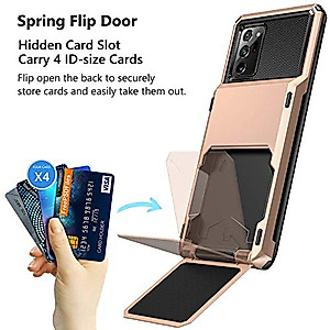 Vofolen for Galaxy Note 20 Ultra Case 5G Wallet 4-Card Flip Cover Credit Card Holder Slot Back Pocket Dual Layer Protective Hybrid Hard Shell Bumper Armor Case for Samsung Note 20 Ultra 6.9 Rose Gold