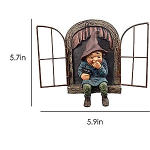 vomiceak Garden Gnome Statue, Elf Out The Door Tree Hugger -5.9 Inch, Funny Garden Tree Decoration, Patio Yard Lawn Porch Decoration