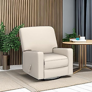 Harkawon Swivel Rocker Recliner Chair, Glider Rocker Recliner, Rocking Chair Nursery, Fabric Chair with High Back, Deep Seat, for Living Room, Bedroom, Beige