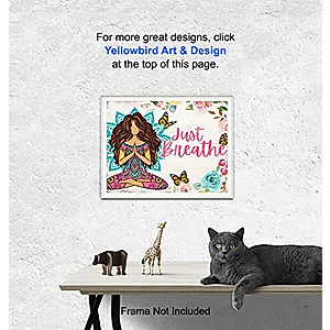 Just Breathe Wall Art - Boho-chic Wall Art for Women - Hippie Zen Wall Art - Positive Spiritual Inspirational New Age Gift - Spa Decor - Shabby chic Namaste Yoga Wall Art Picture Print UNFRAMED 8x10