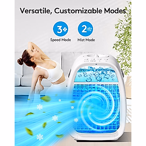 AI Portable Air Conditioners Fan,JYew Evaporative Mini Room Air Conditioners,Portable AC Unit Air Cooler with 4 in 1 Humidifier Fan Conditioner with 1400ML, 3 Speed AC Portable for Room Office Desk