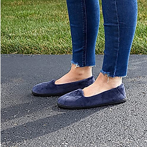 Dearfoams Women's Rebecca Lightweight Cozy Memory Foam Closed Back Slipper with Wide Widths, Peacoat, 9-10