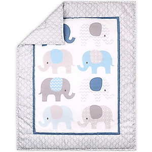 The Peanutshell Sleepy Elephant Crib Bedding Collection - 5 Pieces - Crib Comforter, Crib Skirt, 3 Fitted Crib Sheets