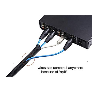 Alex Tech 10ft - 1/2 inch Cord Protector Wire Loom Tubing Cable Sleeve Split Sleeving for USB Cable Power Cord Audio Video Cable – Protect Cat from Chewing Cords - Black