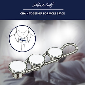 White Metal Collar Extenders by Johnson & Smith – Stretch Neck Extender for 1/2 Size Expansion of Men Dress Shirts, 5 +1 Pack, 3/8"