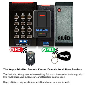 Keysy RFID Duplicator - Copy Key Fobs and Key Cards (HID, AWID, Indala, Keri, ioProx, Rosslare, XceedID, Paradox, CDVI + More) Reader Writer Copier Cloner 125kHz Including (1 Key Fob)