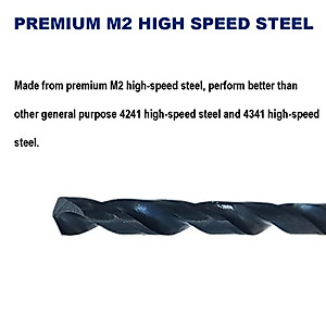 3/16-Inch x 6-Inch Aircraft Extension Black Oxide Drill Bit, Premium M2 High Speed Steel, Extra Length, for Metal, Plastic, Wood