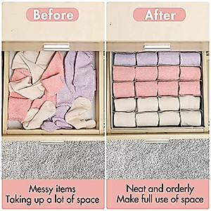 Felibeaco 4 Pack Foldable Underwear and Bras Drawer Organizers, Fabric Closet Dresser Drawers Organizers Dividers, Clothing Storage Organizers Box for Lingerie, Panties, Socks, Briefs,Ties, Gray