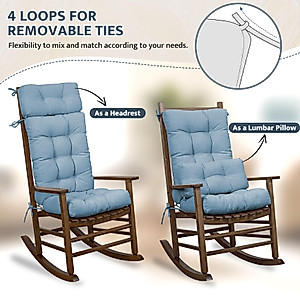 mudilun Rocking Chair Cushion Anti-Slip Tufted High Back Rocking Chair Cushion with Ties and Removable Neck Pillow Rocking Chair Seat Cushions for Bedroom, Living Room, Baby Room, Outdoor Patio Chair