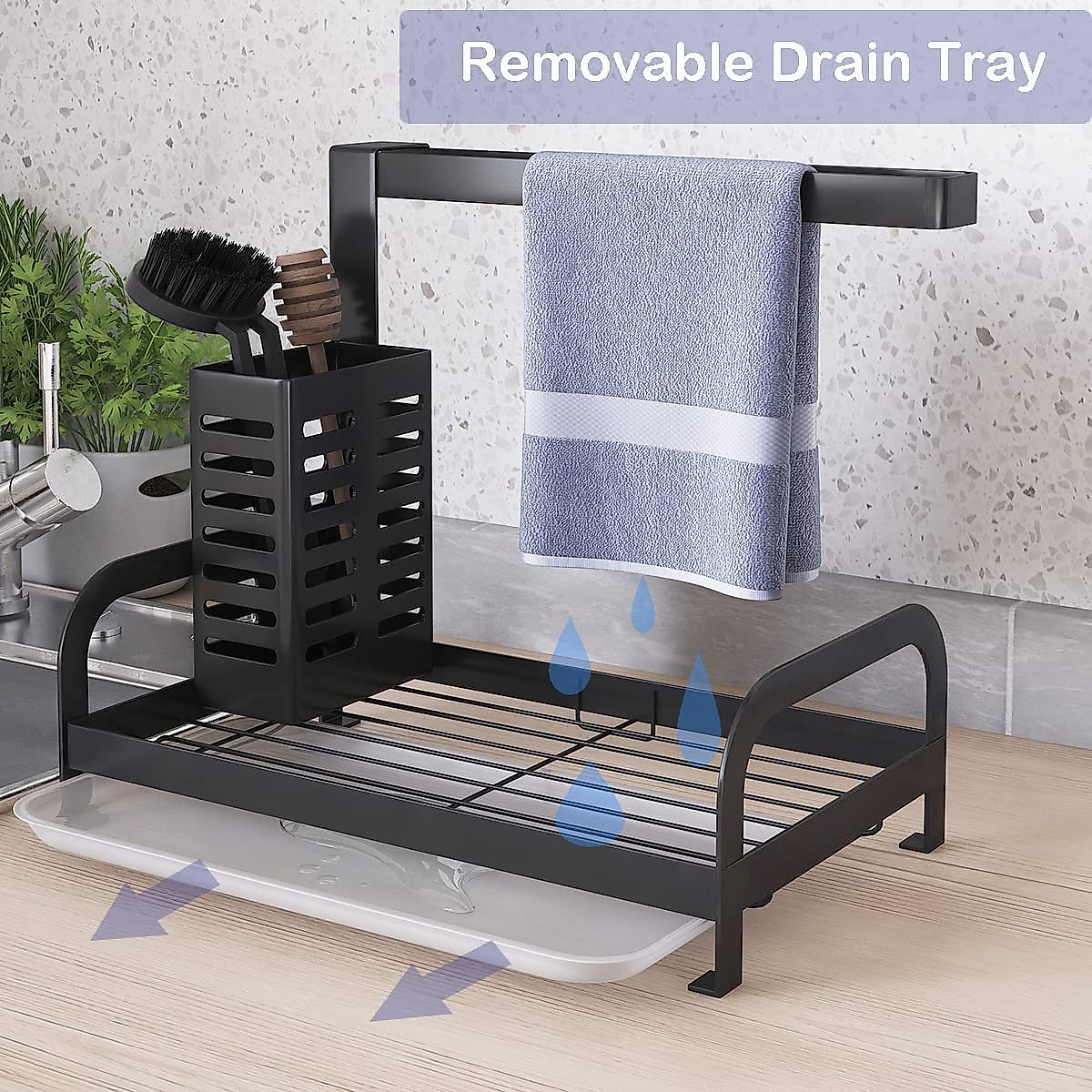 Gogola Sink Caddy, Sponge Holder Sink Tidy Kitchen Caddy Kitchen Organiser Brush Holder Cleaning Organiser Cloth Holder Kitchen Utensils Holder Countertop