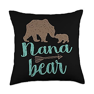 StudioMetzger Cute Nana Bear Matching Family Trendy Arrow Throw Pillow, 18x18, Multicolor