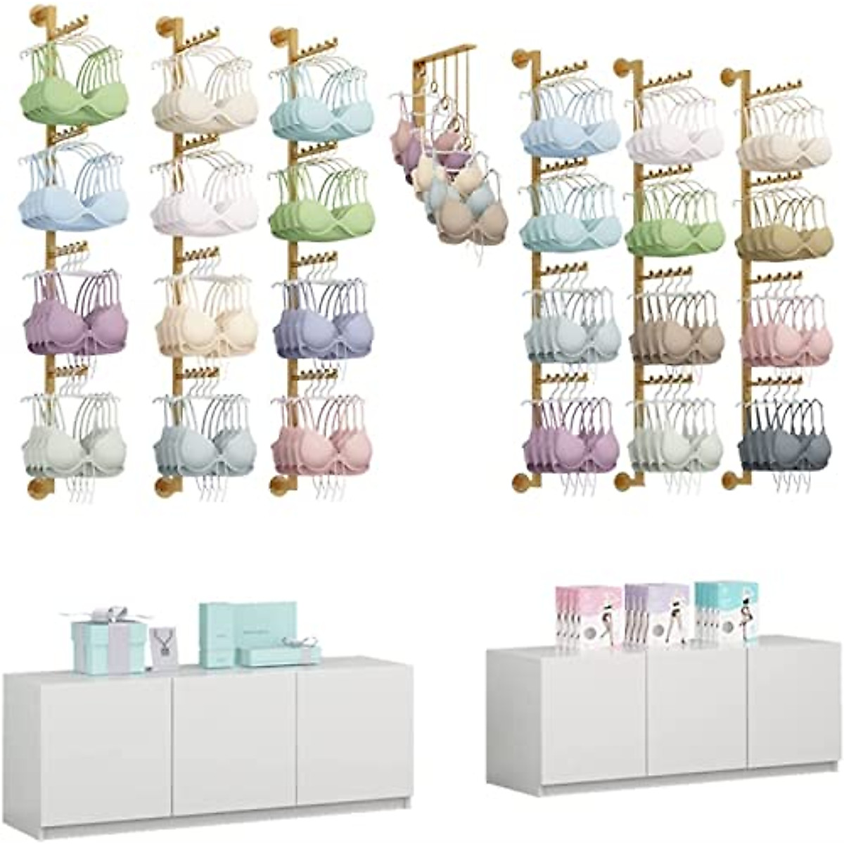 Boutique Underwear Metal Display Rack, Wall Mount Combination Underwear Rack Modern Creative Clothes Display Rack, Bra Shorts Swimwear Retail Store Display Hanger, for Farmers Markets, Boutiques (Col