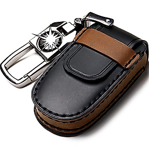 DLUBCZ KeyChain Fob Cover Case Compatible with Jeep or Dodge Keyless Remote Control For Grand Cherokee Challenger Charger Dart Durango Journey Chrysler 200 300 etc. (A-Black)