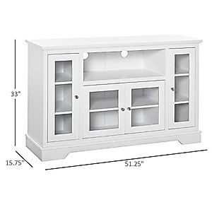 HOMCOM Sideboard Buffet Cabinet with Storage, Kitchen Cabinet Coffee Bar Cabinet with Glass Doors for Living Room, Kitchen, White