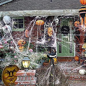 1200 sqft Spider Webs Halloween Decorations, Super Stretch Spider Web Cobwebs with 100 Plastic Fake Spiders Haunted House Yard Creepy Scene Props Indoor Outdoor Decor and Halloween Party Supplies