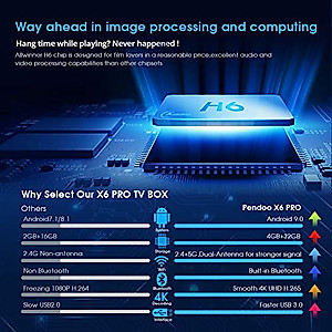 Android TV Box, X6 PRO Android TV Box 4GB RAM 32GB ROM Allwinner H6 Quad-Core 64Bits , 2.4G/5.8GHz Dual-Band WiFi with BT 3D/4K Full HD/H.265/USB3.0 Android Box