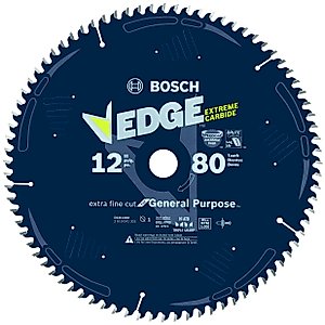 BOSCH DCB1280 12 In. 80 Tooth Edge Circular Saw Blade for Extra-Fine Finish, Black