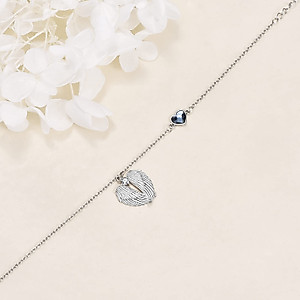 YFN Angel Wings Bracelet 925 Sterling Silver Guardian Angel Wings Heart Bracelets for Women Jewelry Gifts