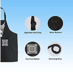 Set of 2 - Hmong Inspired Aprons: Double Pockets, Adjustable Neck Strap, Extra-Long Waist Strap, Unisex Design - Great Gift for Men and Women