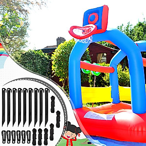 Yinkin 18 Sets Inflatable Stakes Replacement Yard Inflatable Plastic Stakes and Tethers for Christmas Lawn Tents Pegs Blow up Stakes for Inflatables Camping Tents Outdoor Camping Canopy(Black)