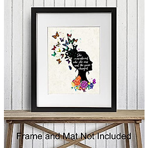 Inspirational Wall Art Decor - Positive Quote Home Decoration - Motivational Encouragement Gifts for Women -8x10 Poster for Girls or Teens Bedroom, Living Room, Bathroom, Office - Floral Butterflies