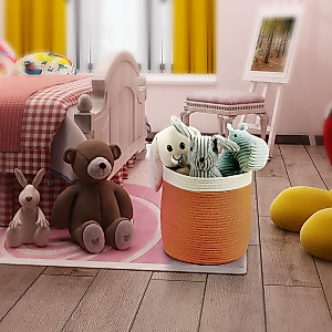 ICEBLUE HD Cotton Rope Storage Baskets 12X12.5 Inches Quality Woven Baskets Set of 2 Kids Toy Basket Large Rope Baskets