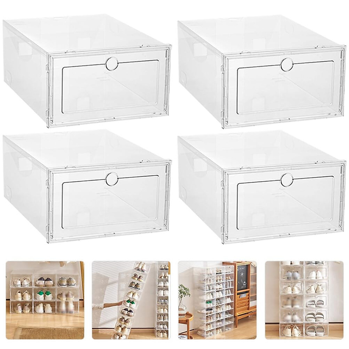 Homoyoyo 4pcs Sneaker Containers Organizer for Cabinets Sneaker Storage Shoe Pp Wall Bracket