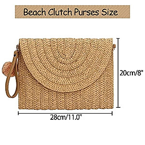 FGSS Womens Straw Clutch Purses Summer Beach Bags Woven Envelope Handbags Wallet