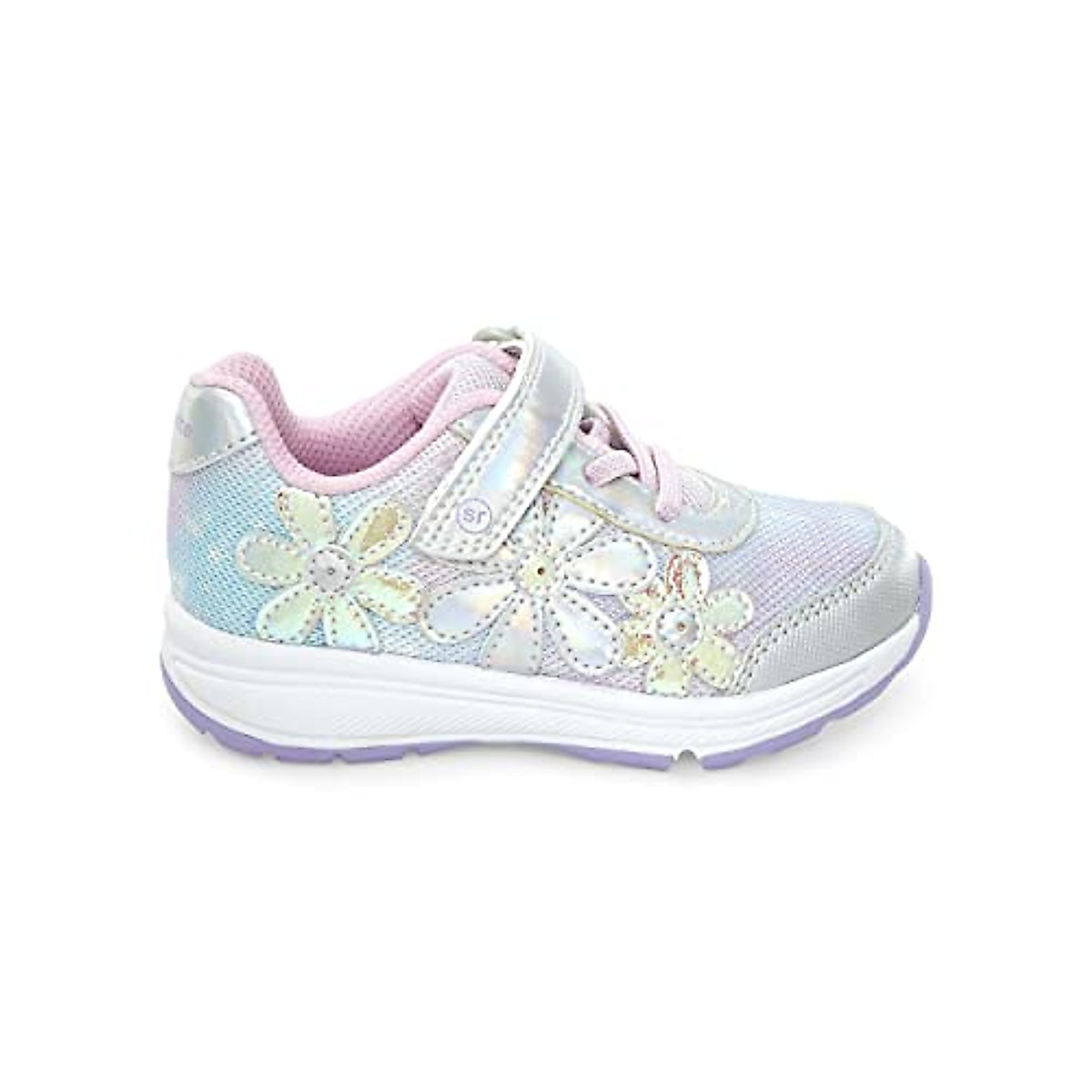 Stride rite Girls SR Lighted Glimmer Sneaker, Iridescent, 10 Wide Toddler