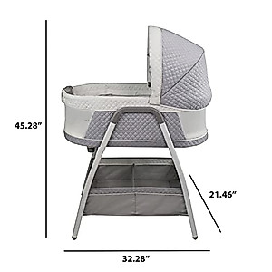 TruBliss Baby 2-in-1 Journey Convertible Infant Bassinet Crib Sleeper with Nightlight, Vibrations, Lullabies, and Nature Noises, Soft Grey