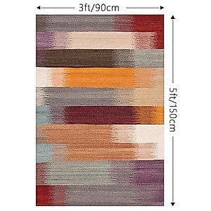 FINOREN Simple and Comfortable Carpet.3x5 Feet,Suitable for Bedroom,Living Room,Apartment,Machine Washable, Non-Slip Soft Modern Interior Rug,Smudge-Proof,Non-Shedding.Red,Orange.